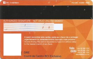 Bank Card: BCI (Bci, MozambiqueCol:MZ-VI-0052