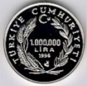 Coin: 1,000,000 Lira (Scientist Hulusi Behcet) (Türkiye (Turkey)(1996 ...
