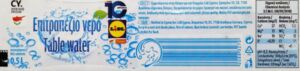 Drink Label: Lidl Table Water 10 Years (Lidl Cyprus, CyprusCol:CY-WATER ...