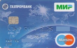 Bank Card: Map Blue - MIR-Maestro (Gazprombank, RussiaCol:RU-MI-0005.03