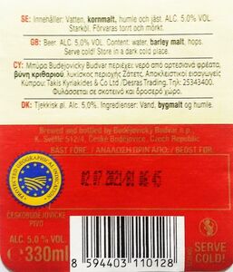 Štítok z nápoja: Budejovicky Budvar Original Czech Lager (Budweiser ...