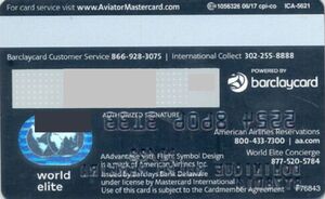Bank Card: Aviator. American Airlines AAdvantage. World Elite (Barclays ...
