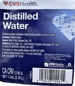Drink Label: CVS Health Distilled (Fox Ledge Spring Water, United ...