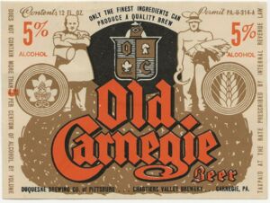Drink Label: Old Carnegie Beer (Chartiers Valley Brewery, United States ...