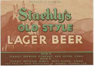 Drink Label: Staehly´s Old Style Lager Beer (Staehly Brewing Co ...
