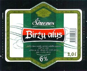 Flaschenetikett: Birzu Sirvenos alus (Birzai - UAB “Biržų alus ...