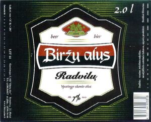 Drink Label: Birzu Radvilu alus (Birzai - UAB “Biržų alus ...