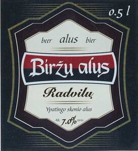 Drink Label: Birzu Radvilu alus (Birzai - UAB “Biržų alus ...