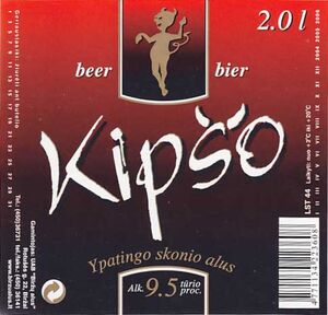 Drink Label: Kipso (Birzai - UAB “Biržų alus”, LithuaniaCol:LT-BEER-000972