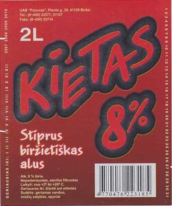 Drink Label: Kietas 8% (UAB Ponoras, LithuaniaCol:LT-BEER-000995