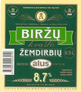 Drink Label: Birzu zemdirbiu alus (TUB Dalitas, LithuaniaCol:LT-BEER-001051