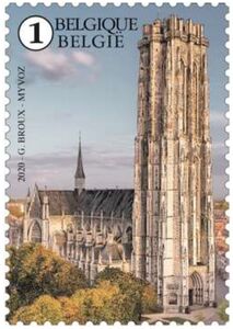 Stamp: Saint-Rombaut Cathedral (Belgium(Landmarks of Malines (2021)) Mi ...