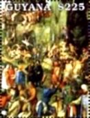 Stamp: "Adoration of the Trinity” (Detail) by Durer (Guyana(Easter 1992 ...