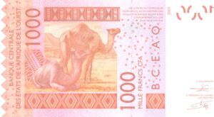 Banknote: 1,000 Francs CFA (West African States(H for Niger) Wor:P-615 Hl