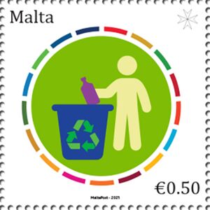 Stamp: Recycle (Malta) (Act Now UN Sustainability Program (2021)) Mi:MT ...