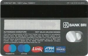 Bank Card: Tabungan BRI BritAma (BRI (Indonesia), Indonesia) Col:ID-MC-0108