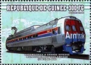 Stamp: Amtrak Railcar (1967) (Guinea(Locomotives of the World (2000 ...