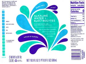 Drink Label: Alkaline + Electrolites (Trader Joe's, United States of ...