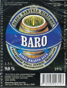 Drink Label: Baro (Brewery Rinkuskiai, LithuaniaCol:LT-BEER-001199