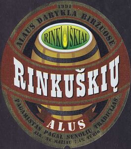 Drink Label: Rinkuskiu alus (Brewery Rinkuskiai, LithuaniaCol:LT-BEER ...