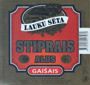 Drink Label: Stiprais alus (Brewery Rinkuskiai, LithuaniaCol:LT-BEER-001247