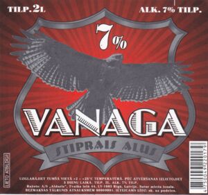 Drink Label: Vanaga alus (Aldaris, LatviaCol:LV-BEER-000243