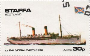 切手: SS Balmoral Castle 1910 (スコットランド、スタファ島:シンデレラスタンプ(Ships 1974) Col:GB ...