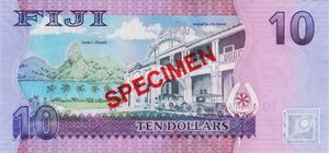 Banknote: 10 Dollars (Fiji(2012-2022 Fijian "Flora & Fauna") Wor:P-116s