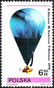 Stamp: Benjamin Abruzzo, Maxie Anderson and Larry Newman, 1978 (Poland ...