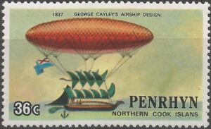 Stamp: George Cayley's Airship Design (Penrhyn(200 years of aviation (I ...
