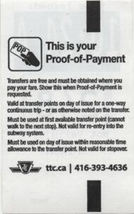 Transport Ticket: Issued at Finch (TTC - Toronto Transit Commission ...