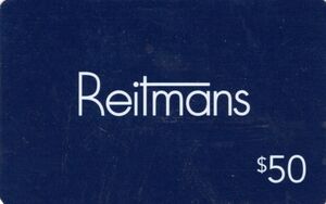 Gift Card: Blue card Reitmans $ 50 (Reitmans, Canada(Reitmans) Col:CA ...