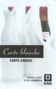 Gift Card: Carte blanche (SAQ, Canada(Saq) Col:CA-SAQ-011