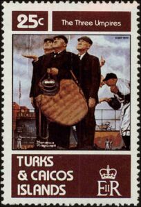 Stamp: The Three Umpires (Turks and Caicos Islands(Paintings by Norman ...