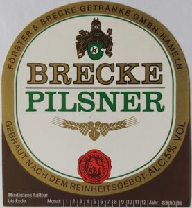 Drink Label: Brecke Pilsner (Brauerei Förster & Brecke KG, Germany ...