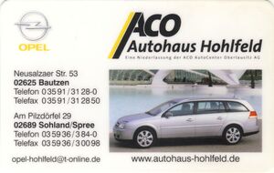 Calendario de Bolsillo: ACO Autohaus Hohlfeld (Alemania(Cars) Col:BRD ...