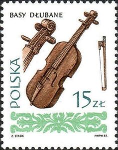 Stamp: Double Bass (Poland(Musical Instruments, Polish (1)) Mi:PL 2902 ...