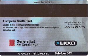 Bank Card: Carnet Jove (la Caixa - Caixa de Etv. y Pes. de Barcelona ...