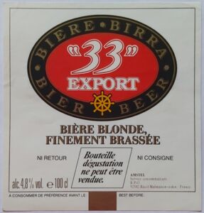 Drink Label: 33 Export (Heineken France, FranceCol:FR-BEER-000273