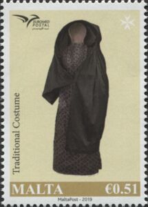Stamp: Faldetta (Malta(Euromed 2019 : Traditional Costumes) Mi:MT 2064 ...