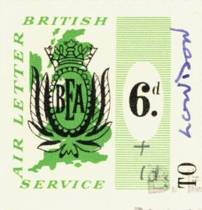 Stamp: BEA Airway Letter Service Surcharged (United Kingdom: Private ...