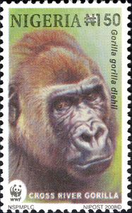 Stamp: Cross River Gorilla (Gorilla gorilla diehli) (Nigeria(WWF) Mi:NG ...