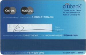 Bank Card: CITIBANK - Banking Card (Citibank, VenezuelaCol:VE-MS-0209.03