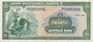 Banknote: 20 Deutsche Mark (Germany, Federal Republic) (1949 Issue) Wor ...