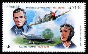 Stamp: Claire Roman and Pierre Clostermann (FranceYt:FR PA85,Mi:FR 7868 ...