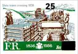 Stamp: Slate trains, 1836 (Surcharged) (United Kingdom: Private Post ...