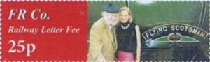 Stamp: Alan Pegler and daughter with Flying Scotsman Nameplate ...