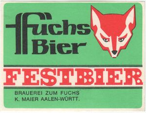 Drink Label: Fuchs Bier Festbier (Brauerei Zum Fuchs Aalen, Germany ...