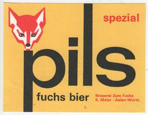 Drink Label: Fuchs Bier Pils Spezial (Brauerei Zum Fuchs Aalen, Germany ...