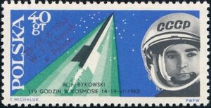 Stamp: Valeri Bykowski - Vostok 5 Overprinted:"23-28 X. 1963" (Poland ...